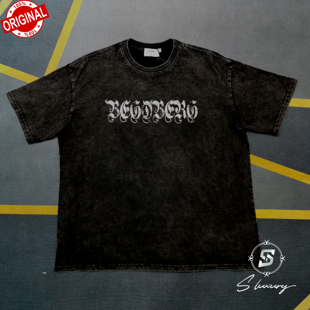 OVERSIZED WASHED BEGOBERG WHITE GOTHIC FONT TEE (OVERSIZE) | Shopee ...