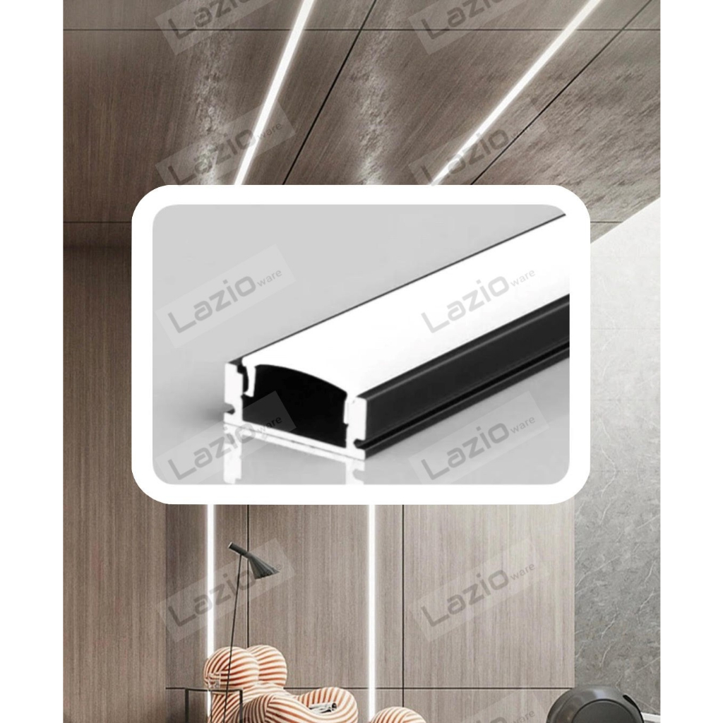 1m Black coated aluminium LED strip U channel / profile track rail ...