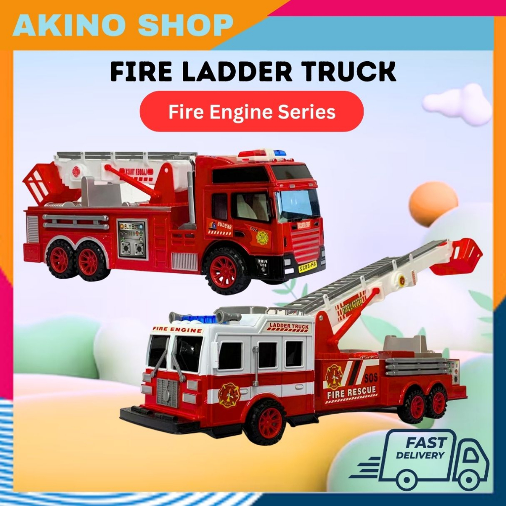 Fire Engine Ladder Truck Toys Fire Fighter Truck Mainan Lori Bomba ...
