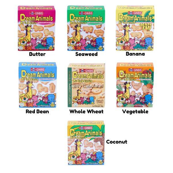 Ginbis Dream Animals Biscuits 50g - Whole Wheat/ Butter/ Seaweed ...
