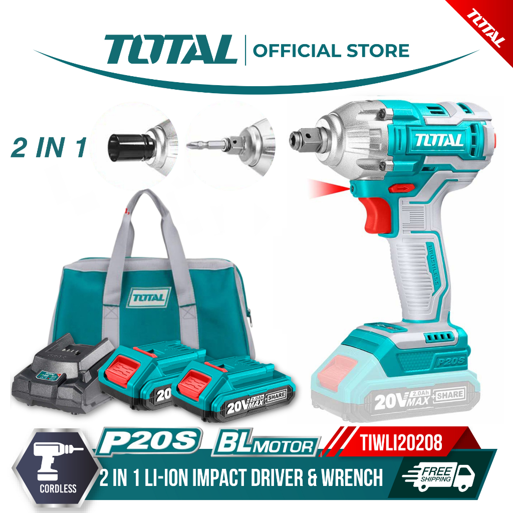 Total 2 in 1 Impact Driver & Impact Wrench TIWLI20208 | Shopee Singapore