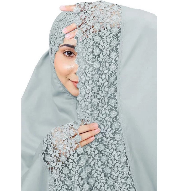 DESIGN BARU !! Telekung Floral Kain visecose MIX LACE flora | Shopee ...