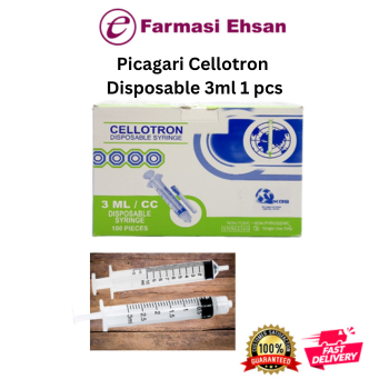 Picagari Cellotron Disposable Syringe Luer Lock / Luer Slip 3ml (100's ...