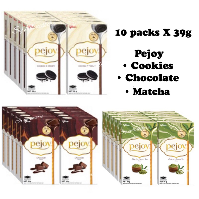 Glico Pejoy Biscuit Stick Cookies Cream / Chocolate / Matcha (10packs X ...
