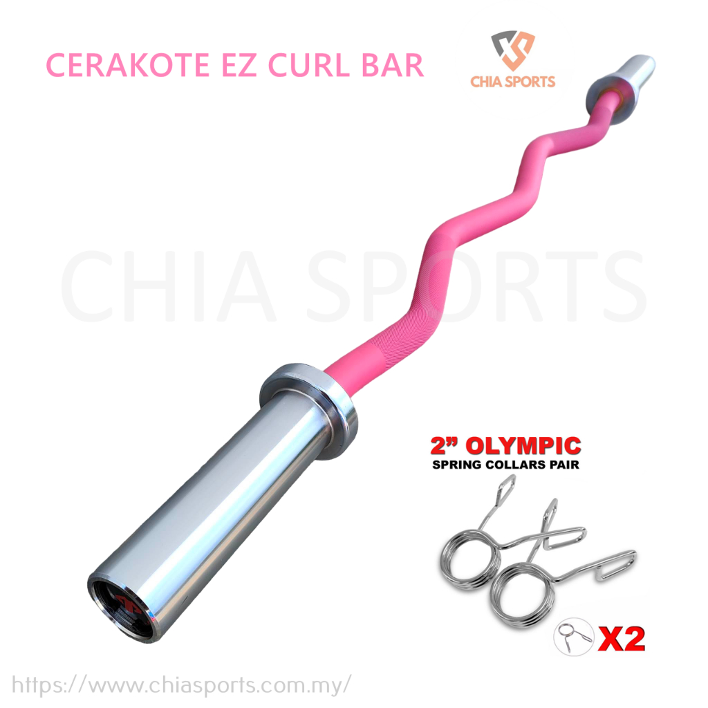 Pink EZ Barbell 1.2m 5cm Max Load 300lb 150kg Olympic Cerakote Curl Bar ...
