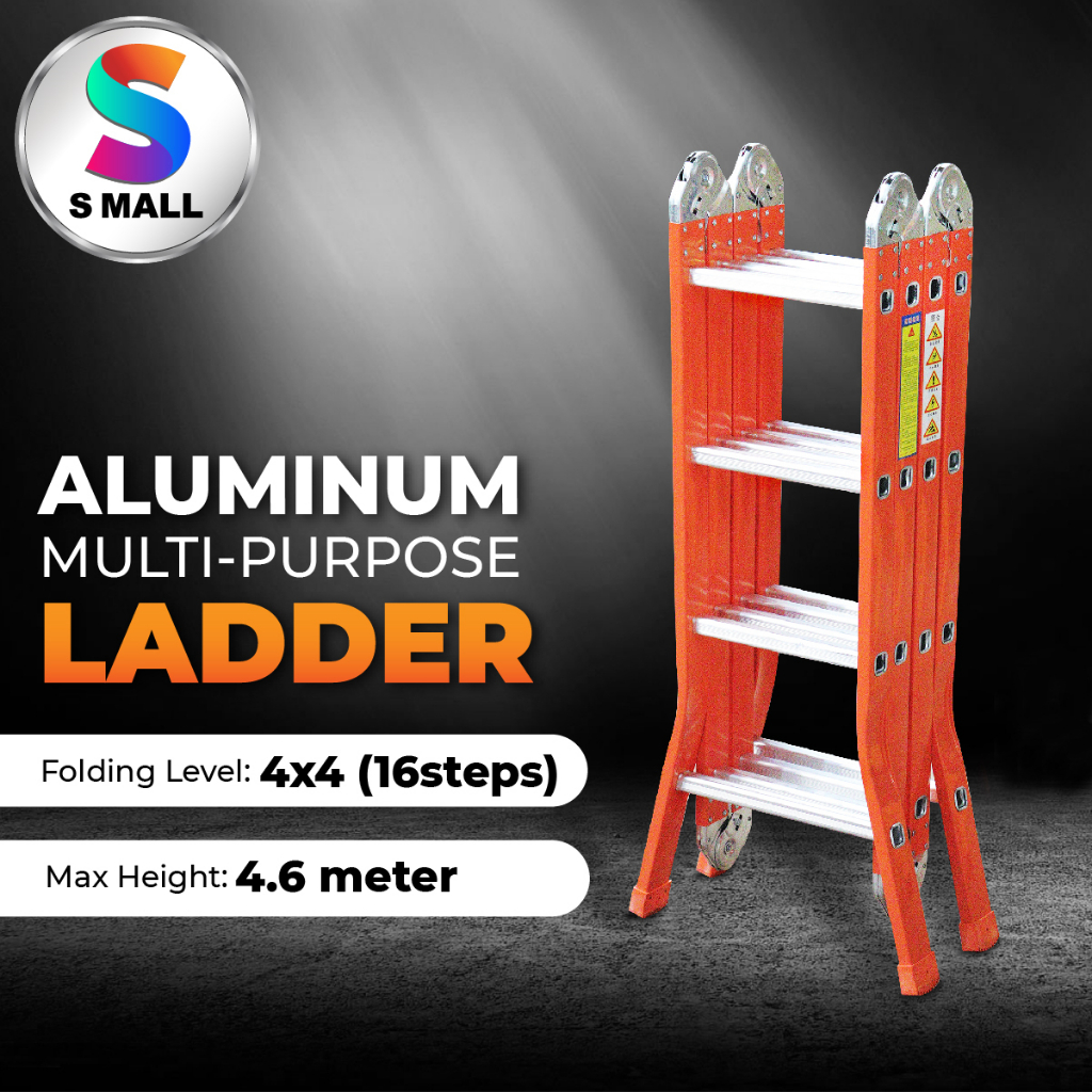 MCPRO Multipurpose Aluminum Ladder 16 Steps Folding Ladder / Tangga 4 ...