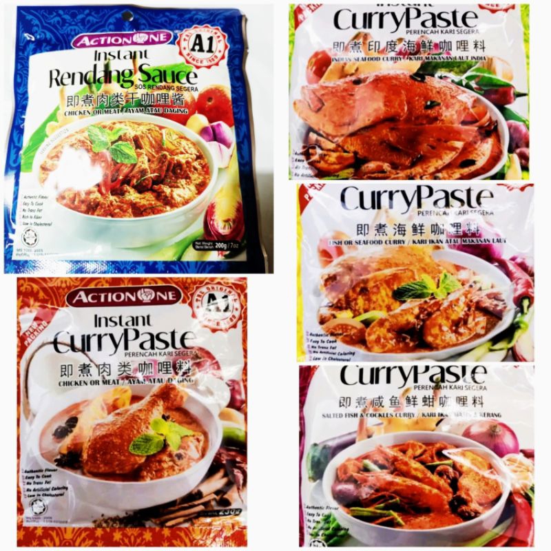 A1 Action One Instant Curry Chicken Indian Seafood Salted Fish Rendang ...