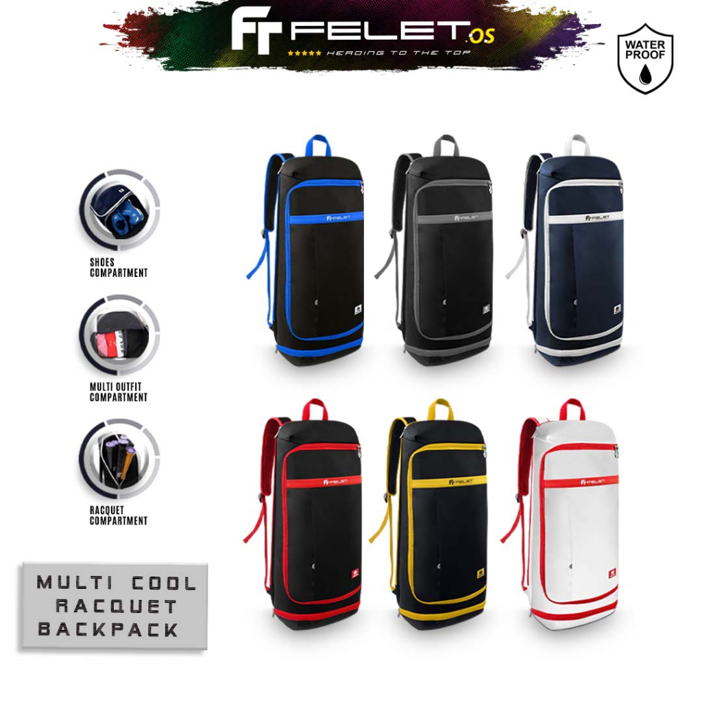 Felet Multi-Cool Racquet Backpack - 6 Cool Colors Available | Shopee ...