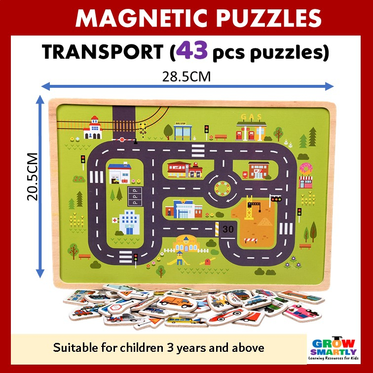 Magnetic Puzzle Transportation Puzzles Car Vehicle Toy Transport ...