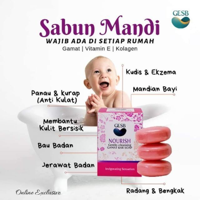 GESB NOURISH GENTLE-CLEANSING GAMAT BAR SOAP (3x100g) | Shopee Singapore