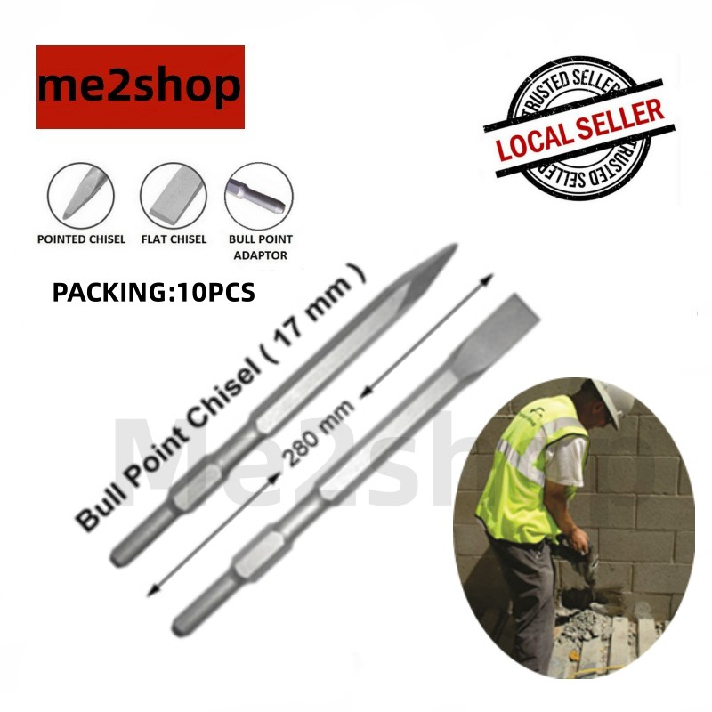 (10PCS) BULL POINT CHISEL FOR DEMOLITION HAMMER /PAHAT BATU BULL POINT ...