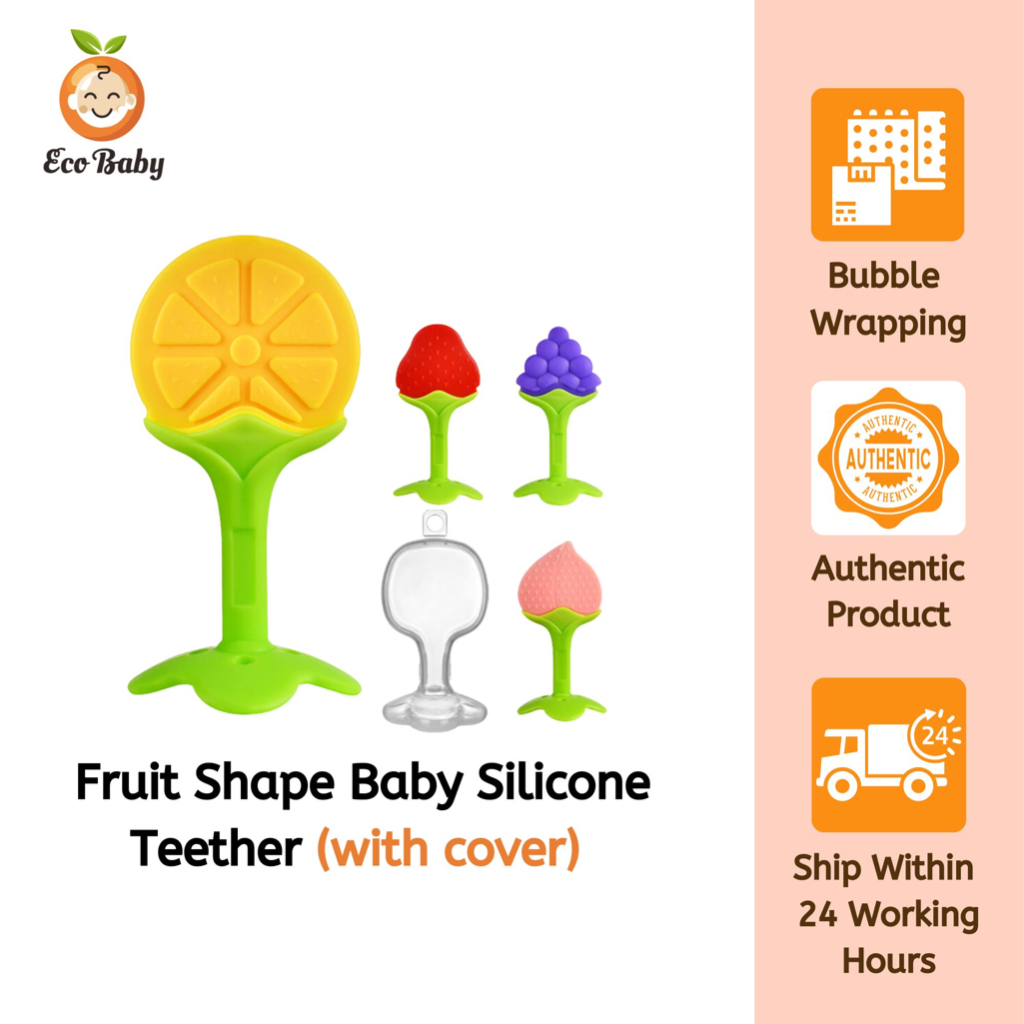 Soft Cute 3D Fruits Baby Teether Silicone Baby Bite Teether Fruit Shape ...