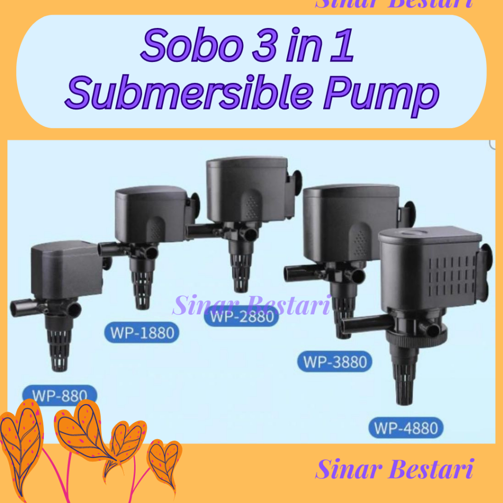 Socket Sobo Submersible Filter Pump Aquarium 3in1 Water Pam Top Trickle ...