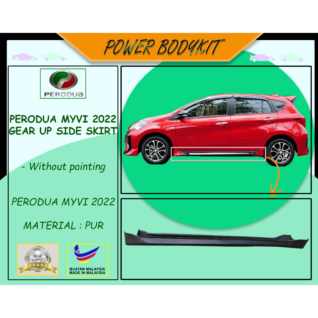 Perodua Myvi 2022-2024 Facelift GEN 3 Gear Up Side Skirt 2022 2023 2024 ...