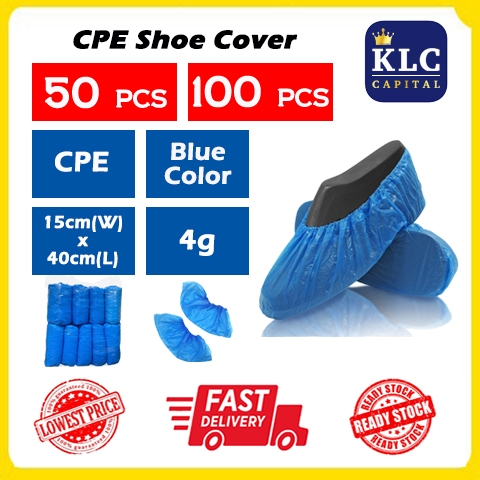 CPE Shoes Cover 50 &100pcs/pack 4.0g Blue Disposable Non-Slip ...