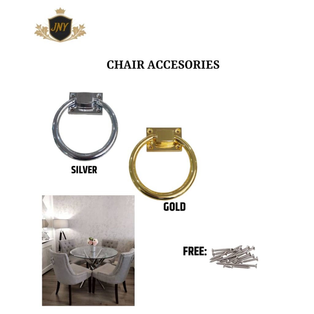 JNY-Wing Chair Ring Dining Chair Pull Steel Silver Gold Bronze Kerusi ...