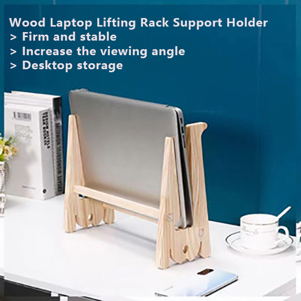 Laptop Lifting Rack Support Holder Wooden Raiser Computer Cooling Stand ...