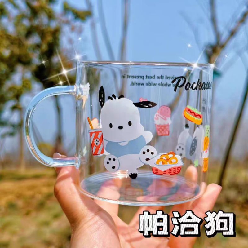 Pochacco High Boron Glass Collision Color Cute Breakfast Milk Glass ...