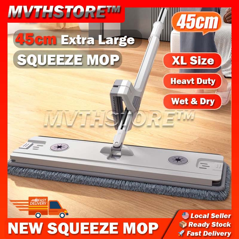 New 45CM Squeeze Mop Heavy Duty XL Size Mop Hands Free Self-Wringing ...