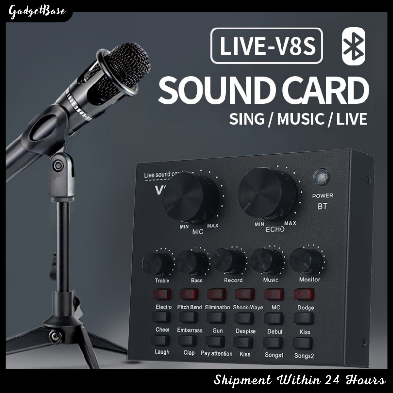 V8 Sound Card Microphone Sound Mixer Sound Card Audio Mixing Console ...
