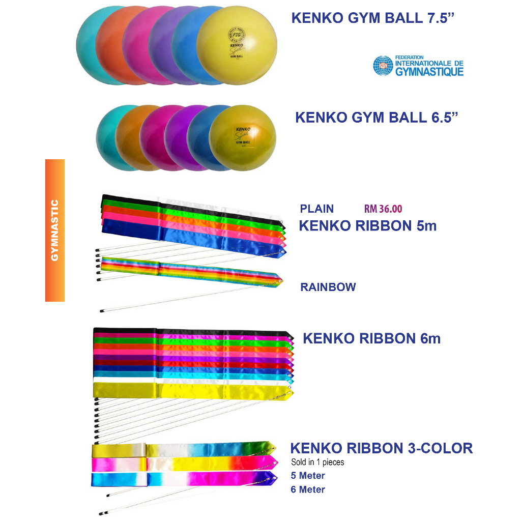 RYTHMITIC GYMNASTIC KENKO GYM BALL RIBBON GYM ROPE GYM RUBBER CLUB FIG Approved | Shopee Singapore