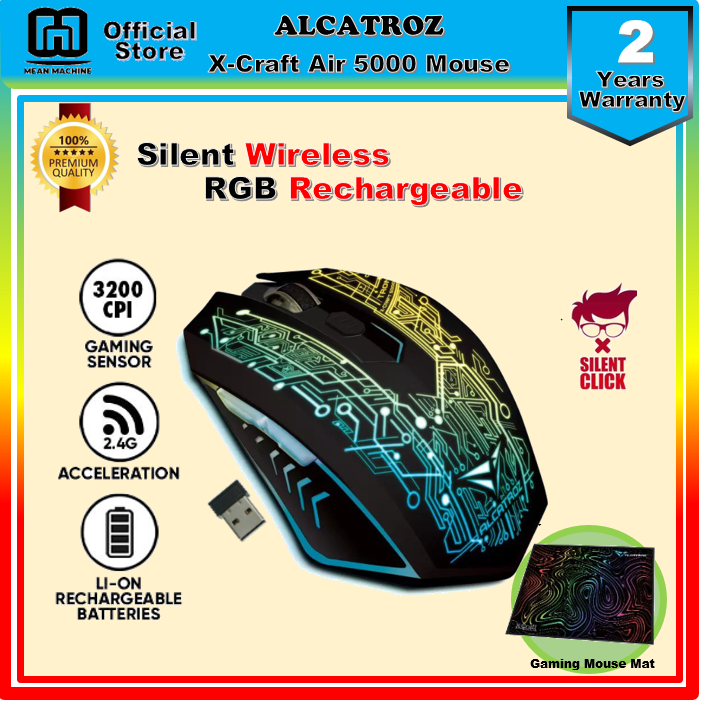 ALCATROZ X-Craft Wireless Mouse with 3200CPI RGB Rechargeable Gaming ...