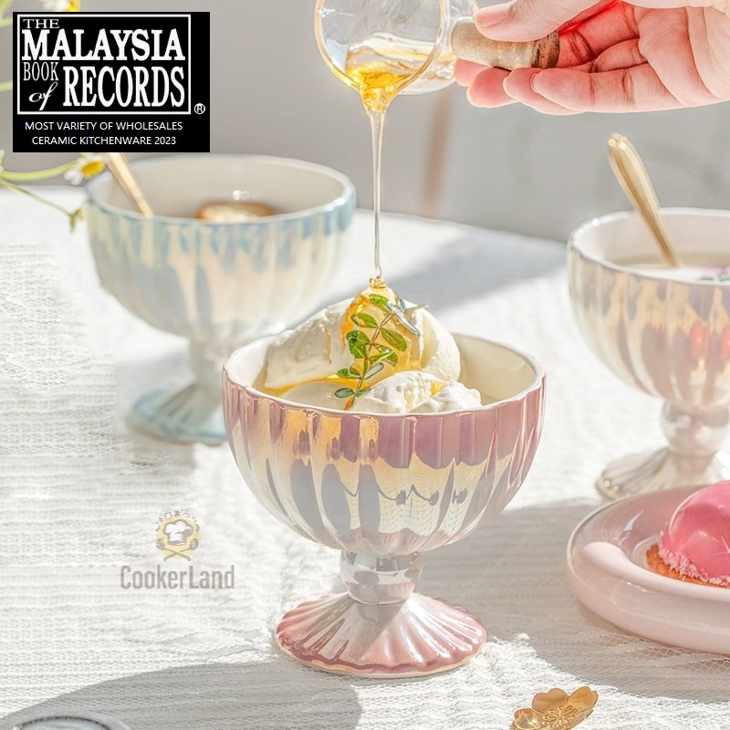 340 Ice Cream Cup White/Pink/Blue Ceramic Sundae Cup Yogurt Fruit ...