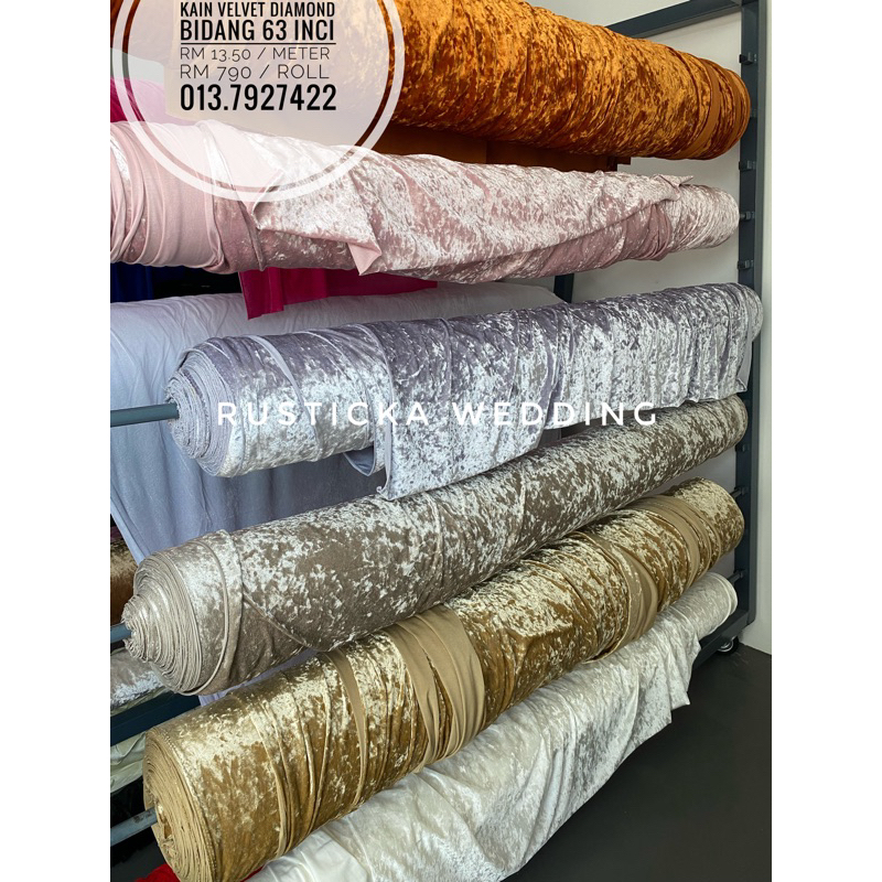 Bidang 63inci Kain Velvet Diamond Plush baldu Panne Crush Meter Wedding ...