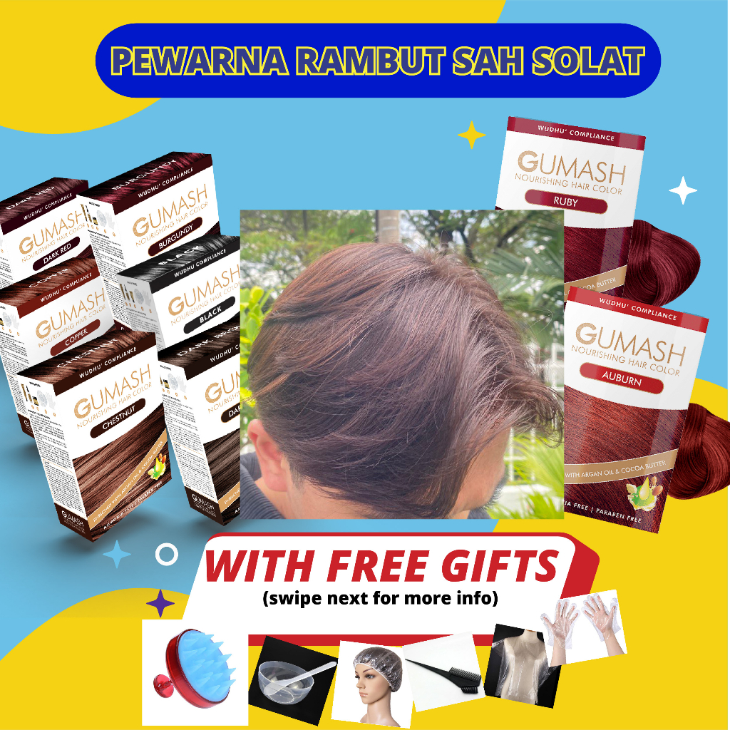 GUMASH HAIR COLOR Sah Wudhu/Solat/Mandi Wajib | Shopee Singapore