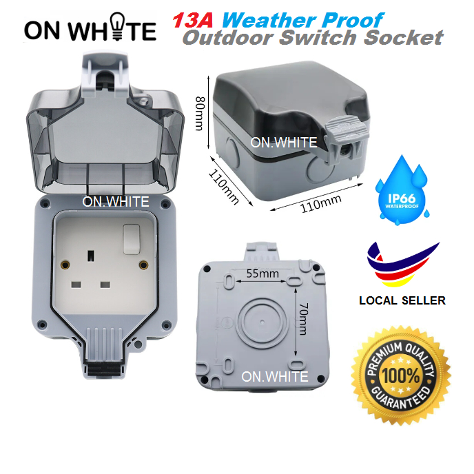 3439 WEATHER PROOF OUTDOOR SWITCH SOCKET 13A IP66 W/P SW SKT 13A / PLUG ...