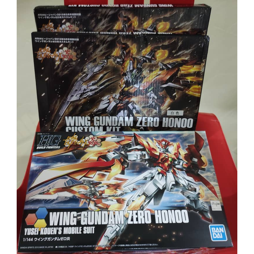 Bandai 1/144 HGBF Wing Gundam Zero Honoo + 2*Honoo Custom Kit (Not ...