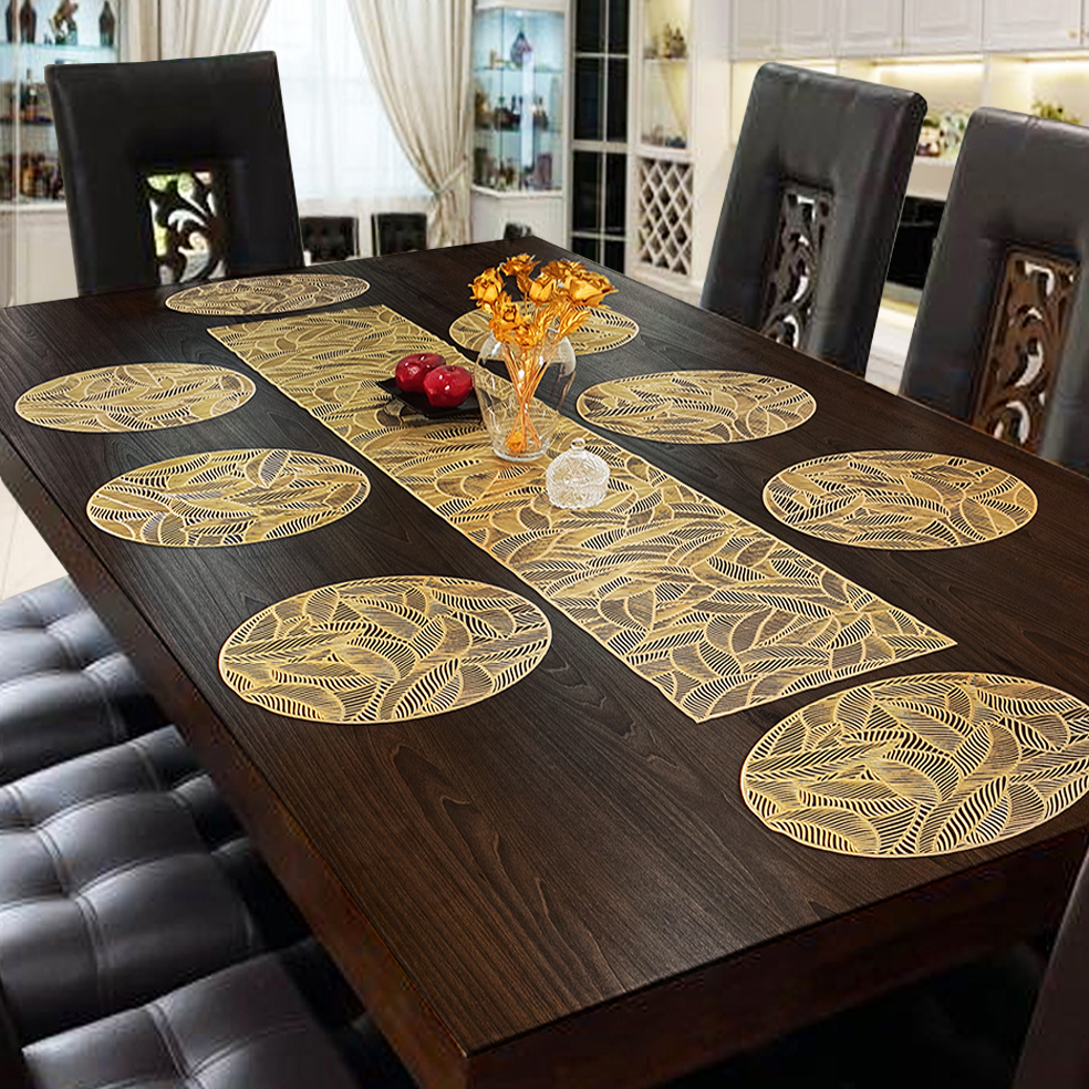 Lapik Meja Makan 4/6/8 Kerusi Panjang Gold Table Runner PVC Placemat ...