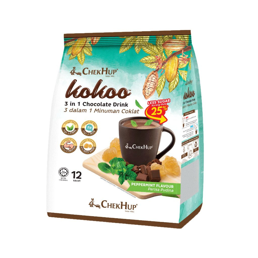 Chek Hup Kokoo 3 in 1 Chocolate Drink with Peppermint (30g x 12's ...