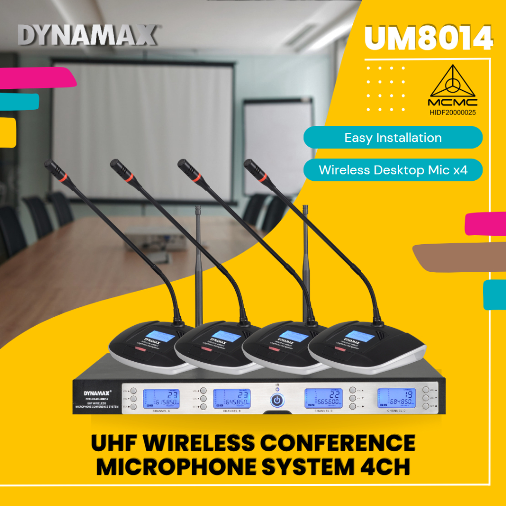 DYNAMAX UM8014 4-CH Meeting UHF Wireless Conference Microphone System ...