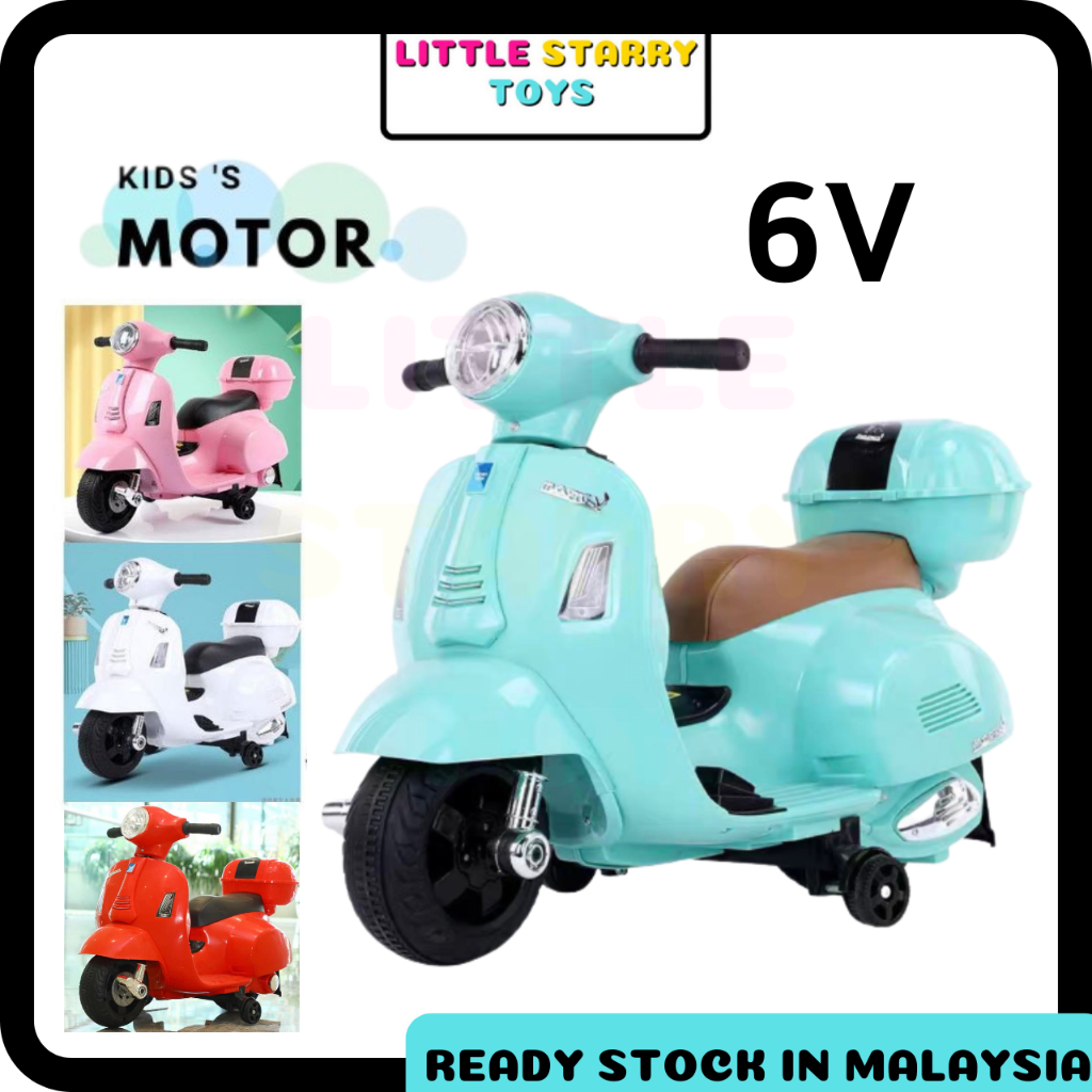 6V Vespa Motorcycle For Kid Ride-On Electric Motorbike Budak Motor ...