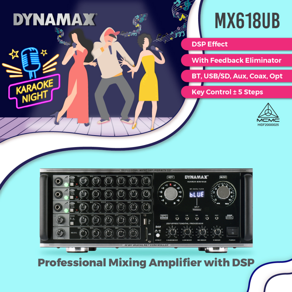 CLEARANCE OFFER DYNAMAX MX618UB 200W Mixing Karaoke Amplifier with DSP ...