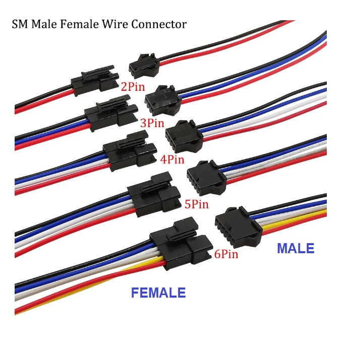 SM JST Wire Male Female 2P 3P 4P 5P 6P Connector DC Power Supply Cable 2.54mm Adapter Plug ...