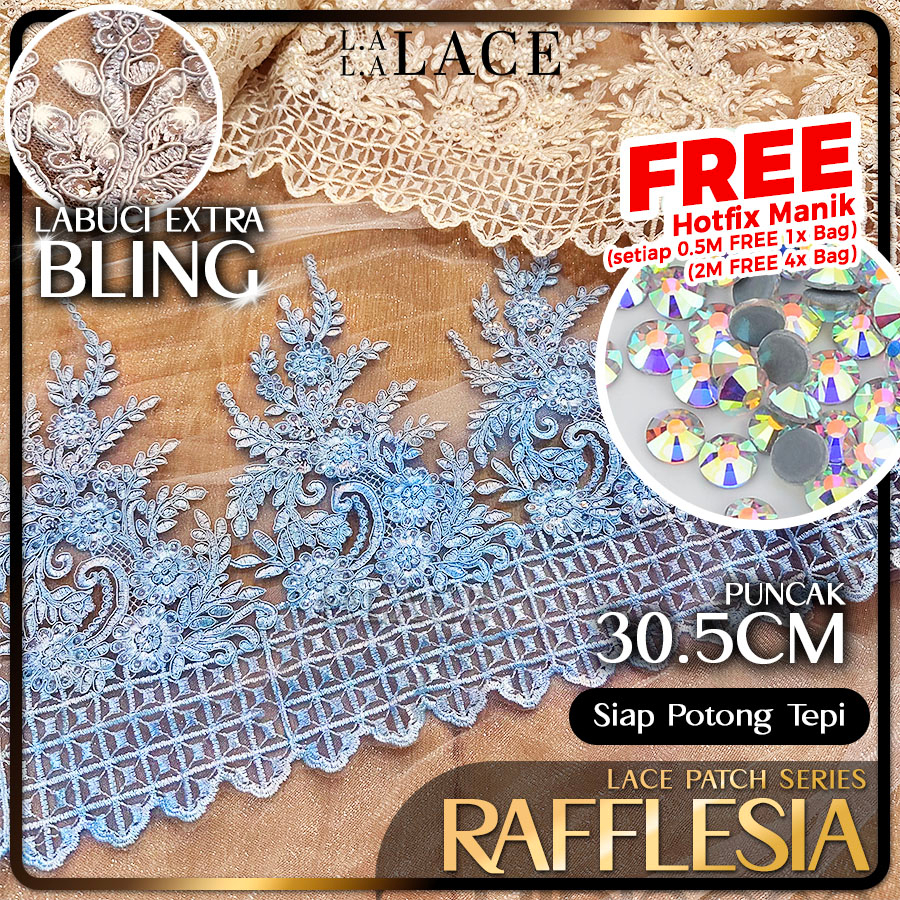 Border Lace Sequin Tinggi 30cm [FREE MANIK EACH 0.5M] RAFFLESIA Renda ...