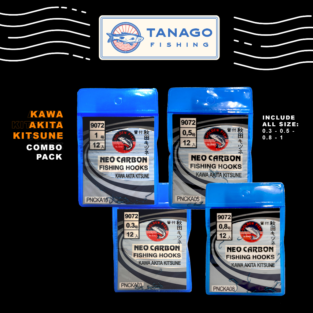 Tanago Micro Fishing Hook Neo Carbon KAWA AKITA KITSUNE (Mata Kail ...