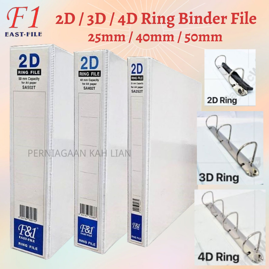 East-File PVC Ring File 2D / 3D / 4D Ring Binder 25mm / 40mm / 50mm ...