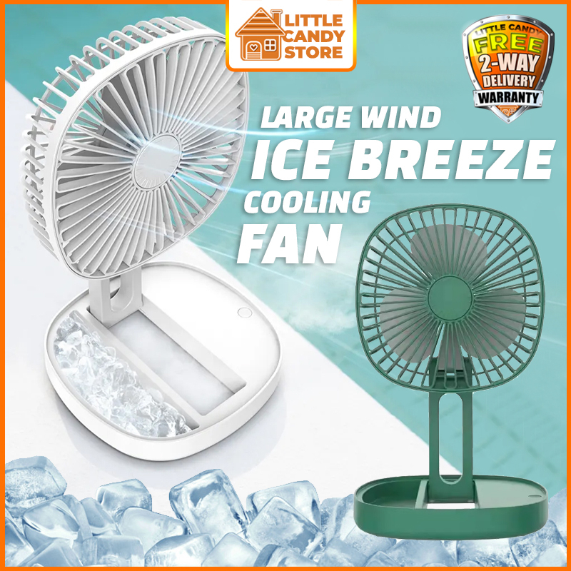 ICE Cooling Fan 3 Speed Large Wind Rechargeable Foldable Portable Aroma ...