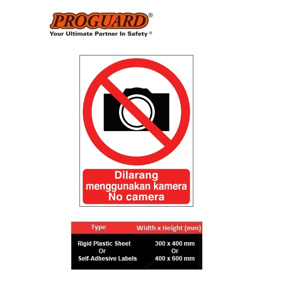 "No Camera" Prohibition Safety Sign Indoor Outdoor Building Plastic ...