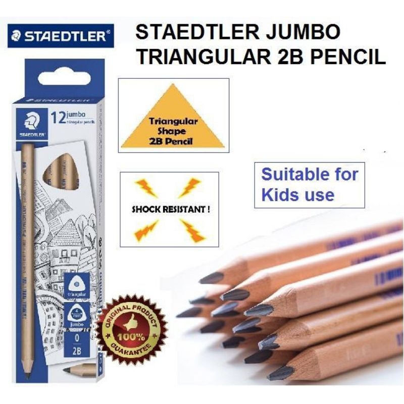 STAEDTLER Jumbo Triangle Pencils 119N-2B (12pcs) | Shopee Singapore