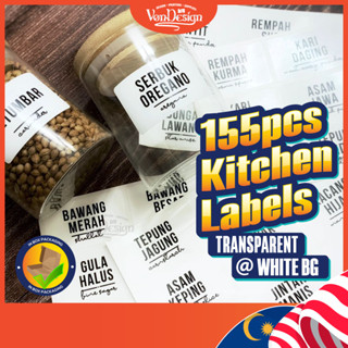 155pcs combo READYMADE/CUSTOM KITCHEN LABEL WATERPROOF STICKER DAPUR ...