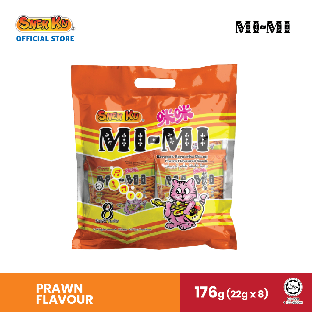 Snek Ku Mimi Prawn Flavoured Snacks (22g x 8 pkts) [EXP: DEC 2025 ...