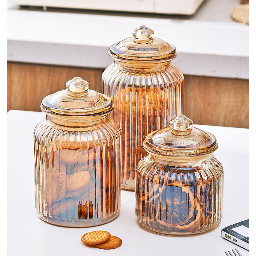 Airtight Glass Jar Cookie Food Storage Container Spice Bottles Balang ...