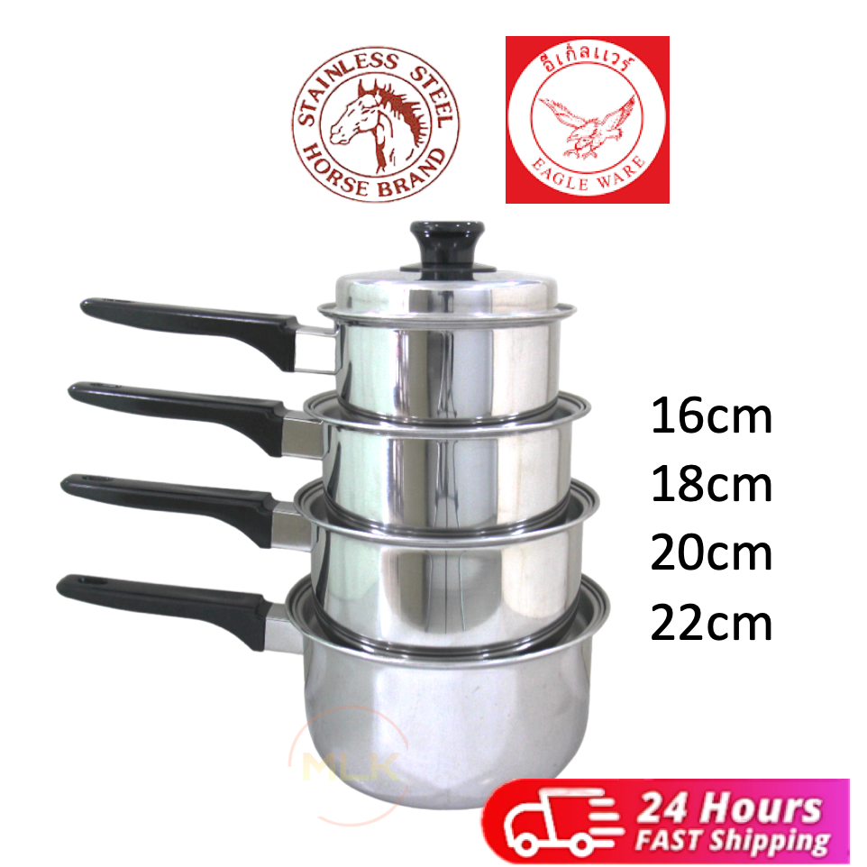 MLK Sauce Pan Pot Stainless Steel Horse Brand Eagleware Single Handle ...