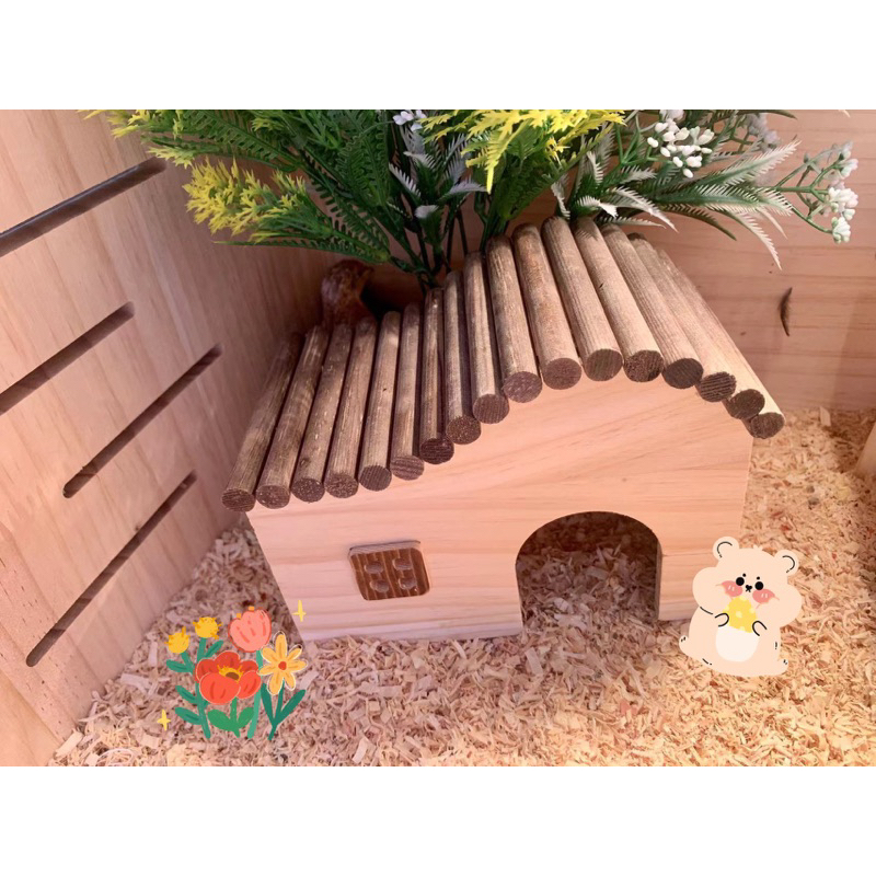 A0109 Hamster hamster cabin wooden hamster small house log cabin gold ...