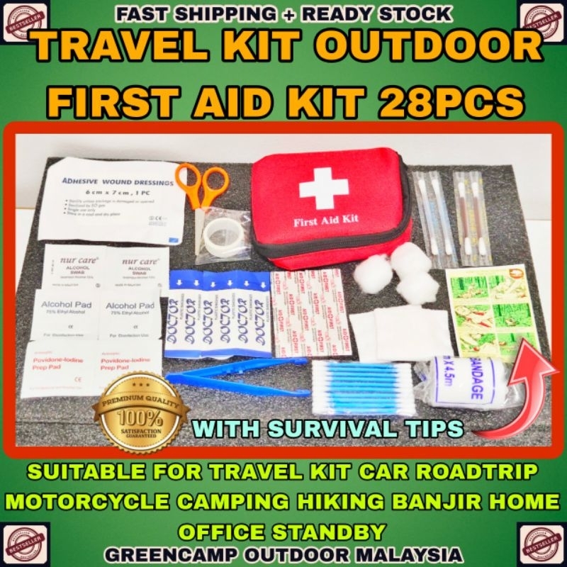 FIRST AID KIT 28PCS MEDICAL SET SUPPLY TRAVEL EMERGENCY KIT CAMPING ...