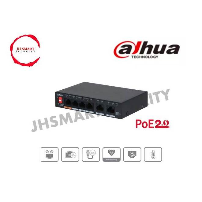 DAHUA PFS3006-4GT-60 6-Port Unmanaged Desktop Switch with 4-Port PoE ...
